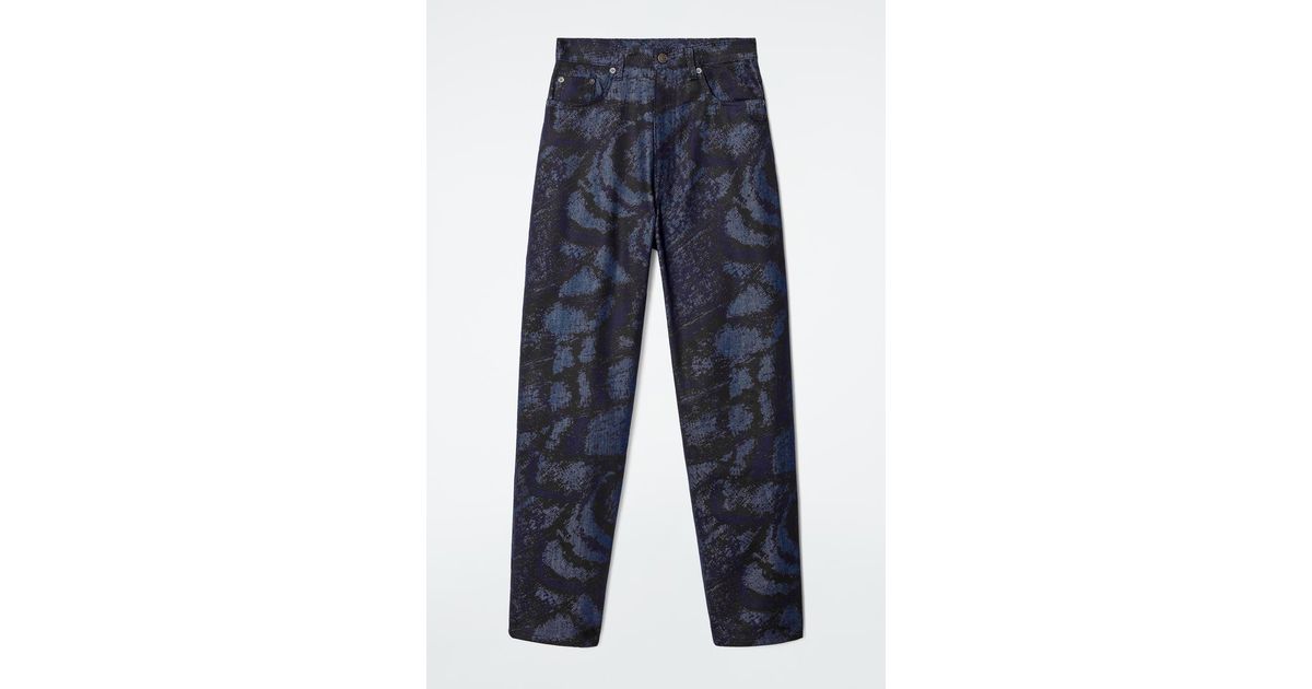 COS Bay Jacquard Barrel-Leg Jeans in Blue | Lyst