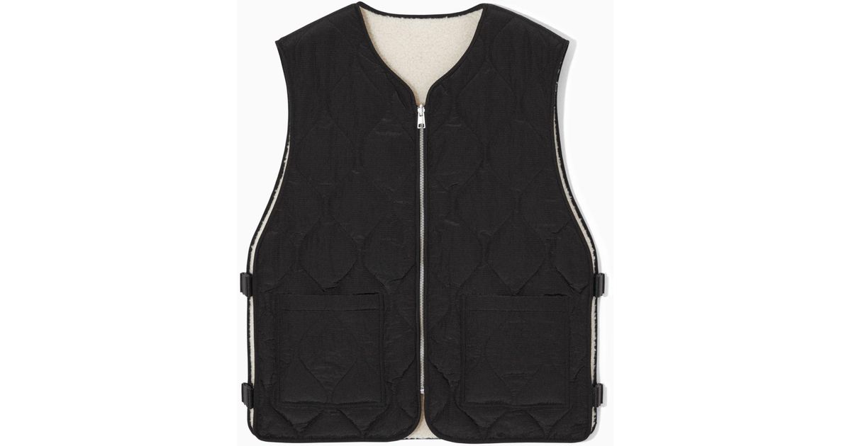 COS Reversible Fleece-lined Utility Vest in Black for Men | Lyst