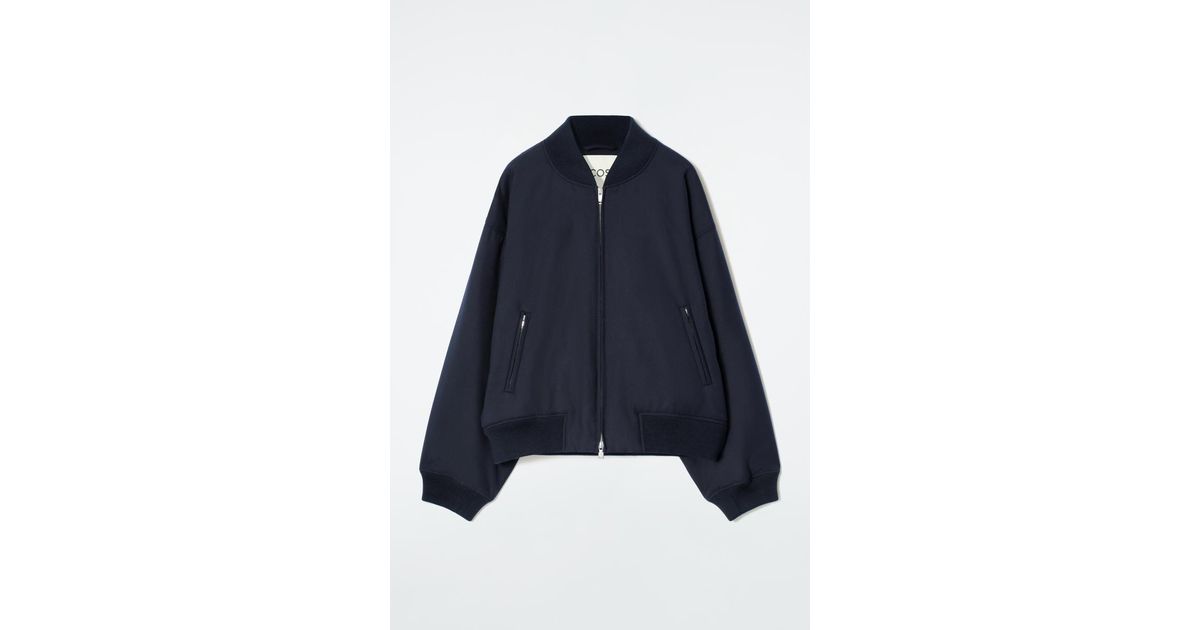 COS Oversized Wool Bomber Jacket in Blue | Lyst UK