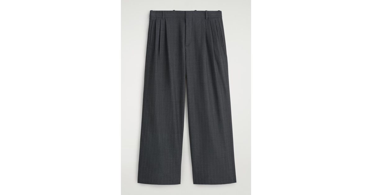 COS Merino Wool Wide-Leg Trousers in Grey for Men | Lyst UK