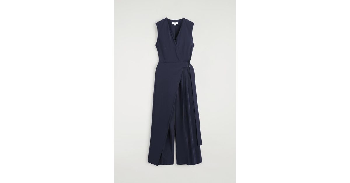 COS Wrap-Front Jumpsuit in Blue | Lyst UK