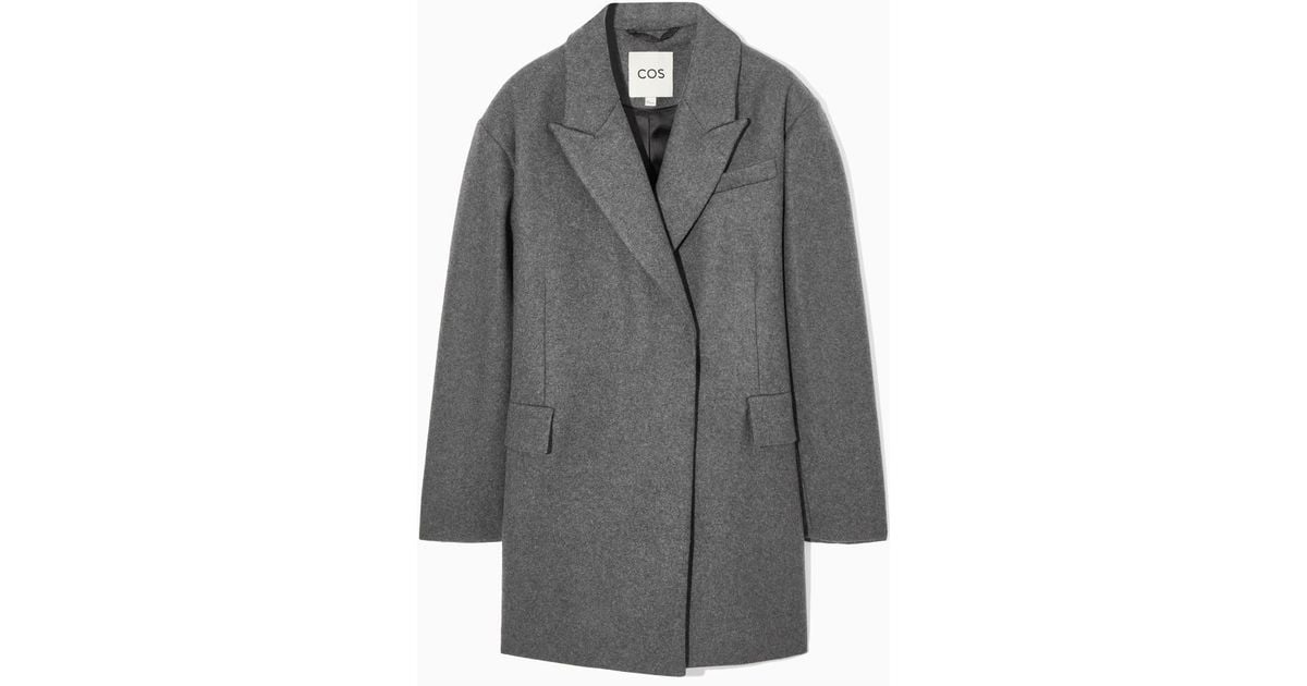 COS Oversized Power-shoulder Wool Coat in Grey | Lyst UK