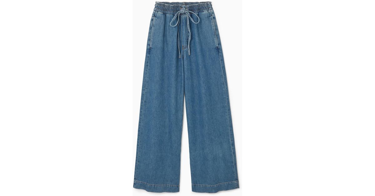 COS Wide-leg Fluid Denim Trousers in Blue | Lyst