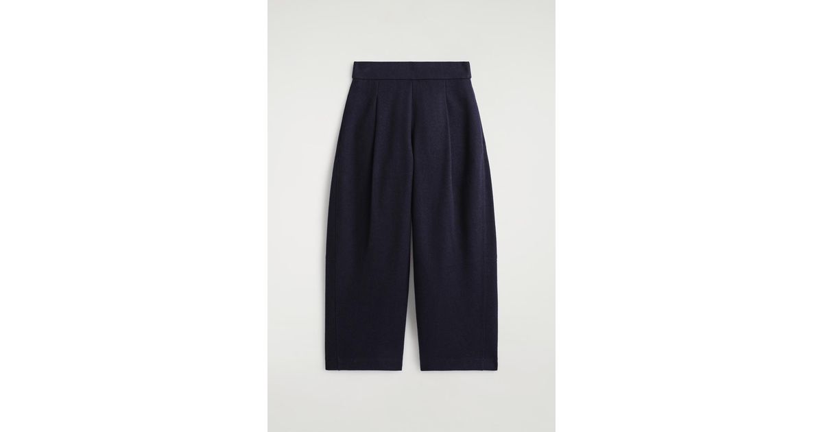 COS Boiled-Wool Barrel-Leg Pants in Blue | Lyst