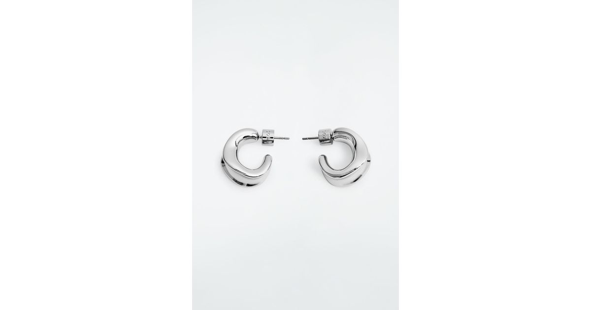 COS Sculpted Hoop Earrings in Black | Lyst
