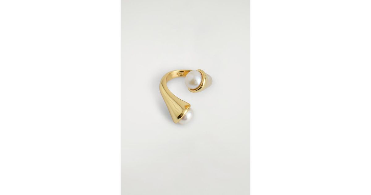 COS Twisted Freshwater Pearl Ring in White | Lyst UK