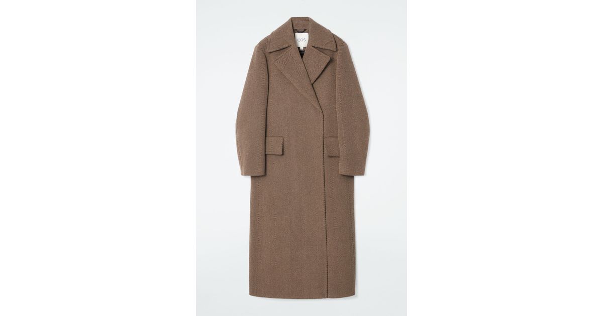 COS Tailored Herringbone Wool Coat in Brown | Lyst UK