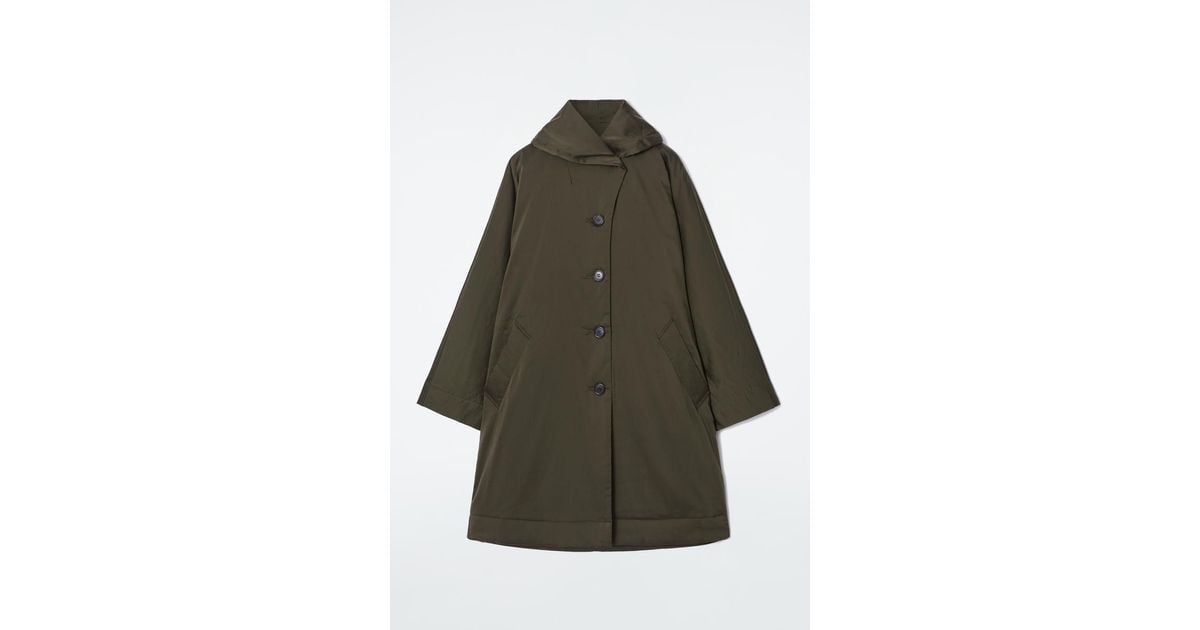 COS Oversized Shawl-Collar Padded Coat in Green | Lyst