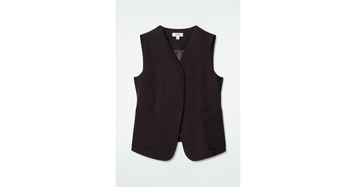 COS Wrap-front Linen-blend Waistcoat in Black | Lyst