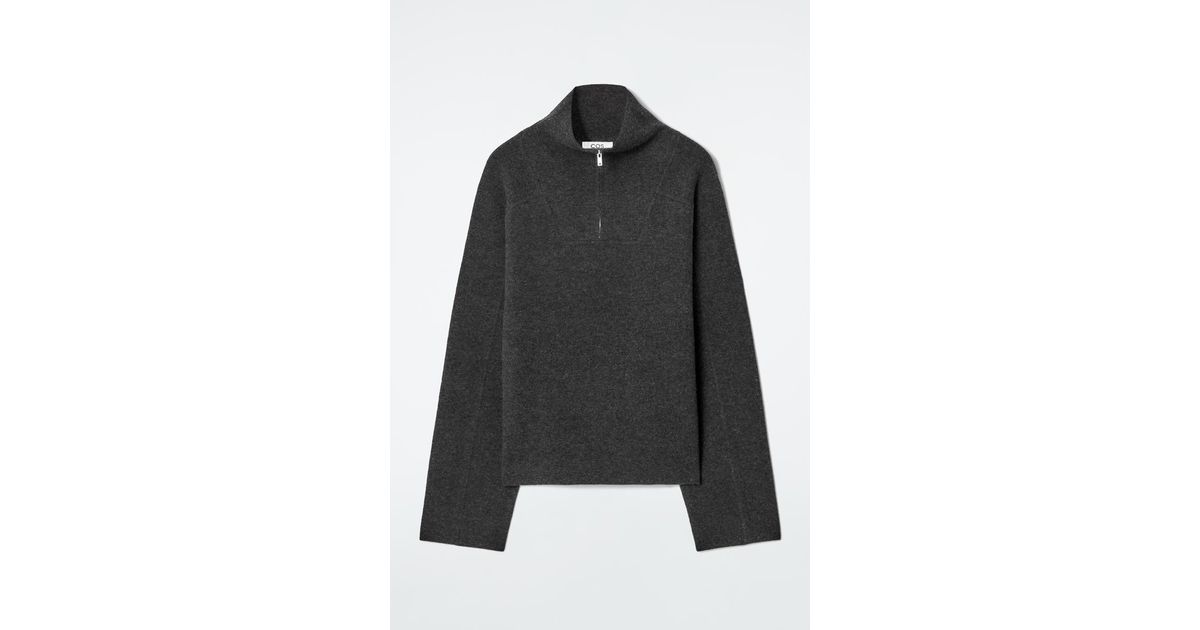COS Merino Wool Half-zip Sweater in Black | Lyst UK