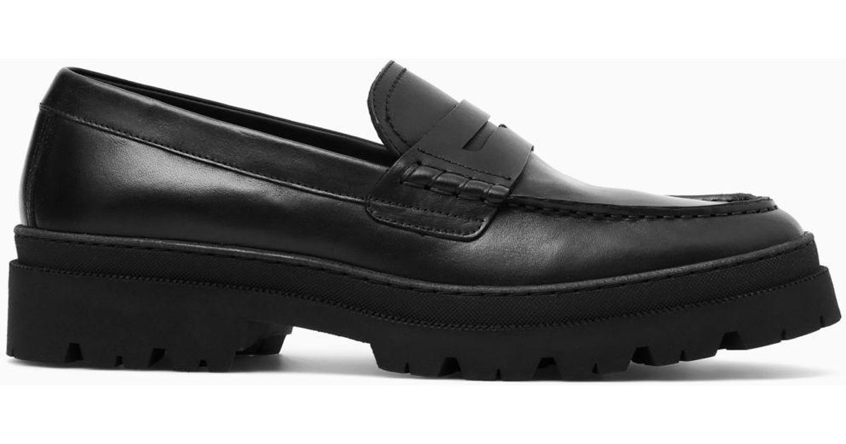 COS Chunky Leather Loafers in Black for Men | Lyst