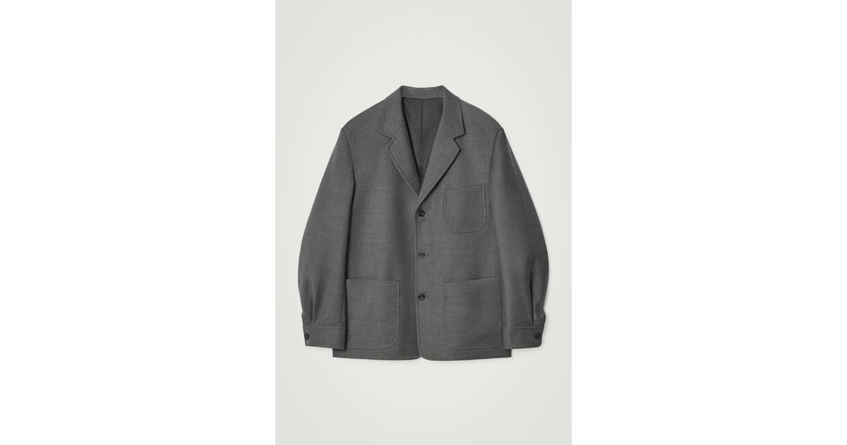 COS Relaxed Unstructured Merino Wool-Blend Blazer in Gray for Men | Lyst