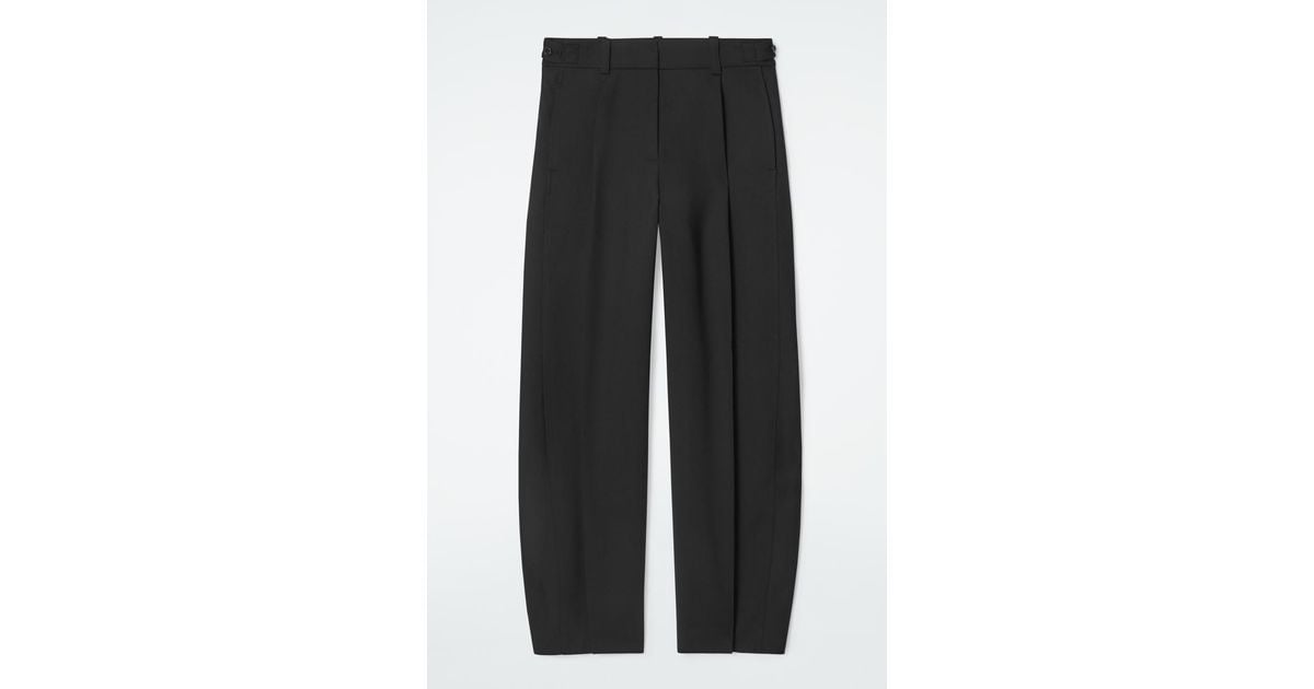 COS Wool-blend Barrel-leg Trousers in Black | Lyst