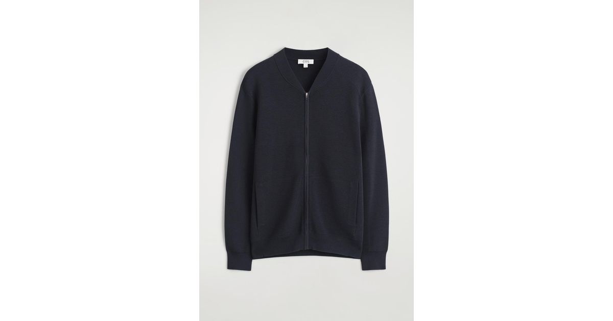 COS Textured Knitted Bomber Jacket in Blue for Men | Lyst UK