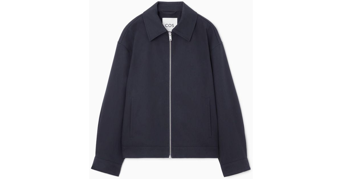 COS Collared Cotton Jacket in Blue | Lyst