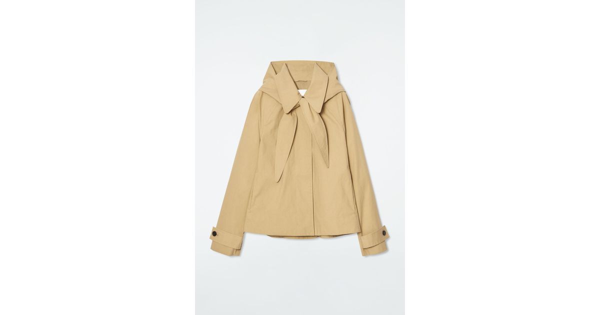 COS Detachable-hood Short Trench Coat in Natural | Lyst