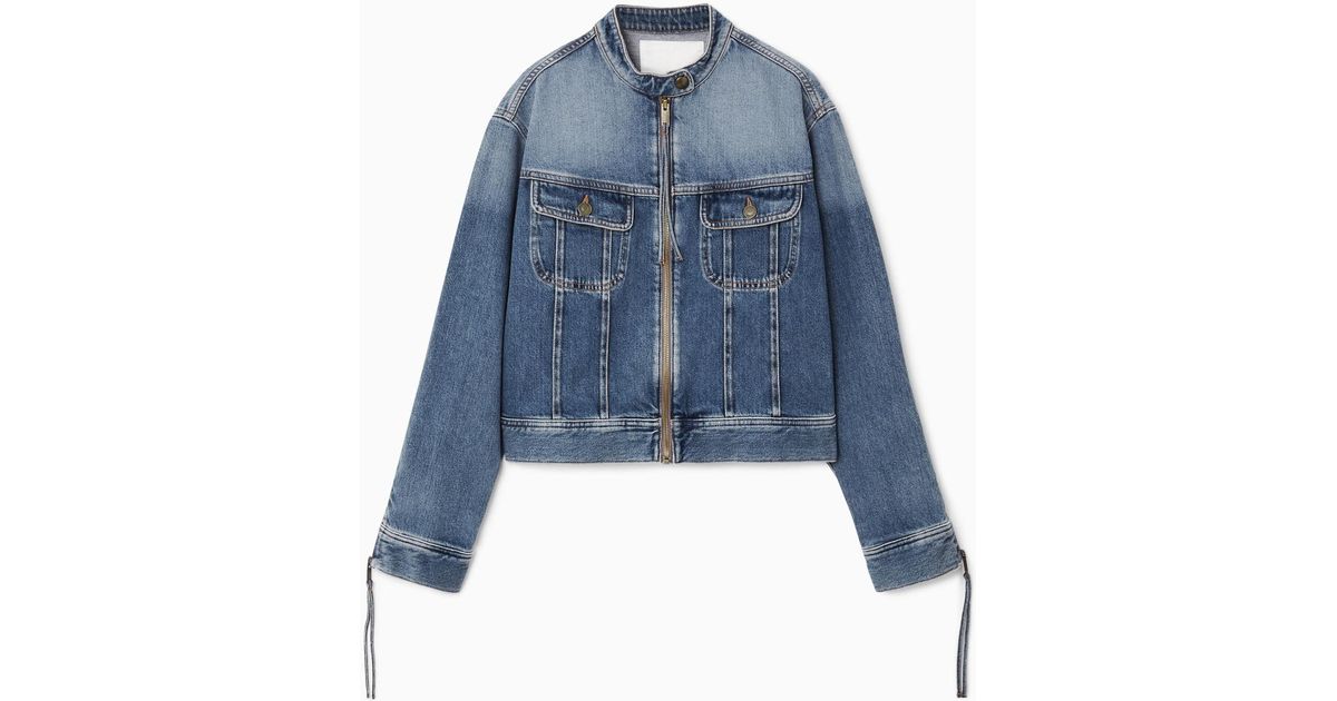 COS Denim Moto Jacket in Blue | Lyst