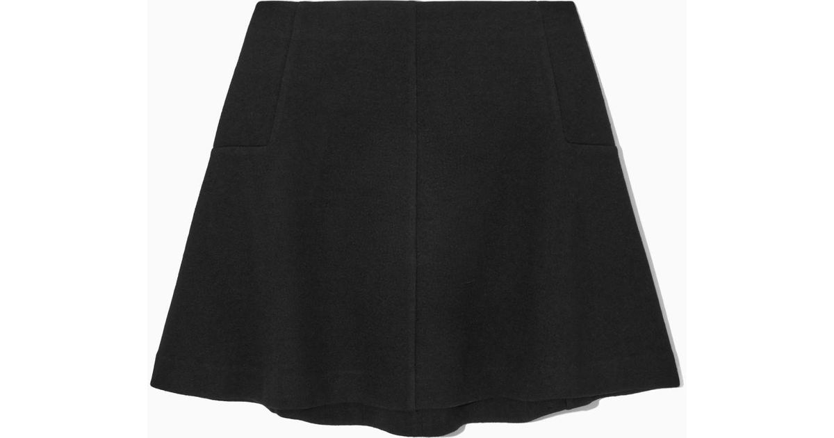 COS Boiled-wool Mini Skirt in Black | Lyst