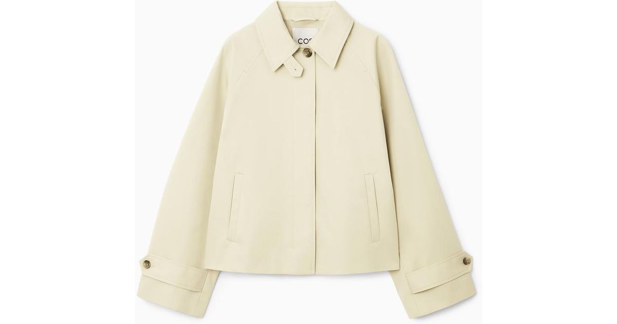 COS Short Twill Trench Coat in Natural | Lyst UK
