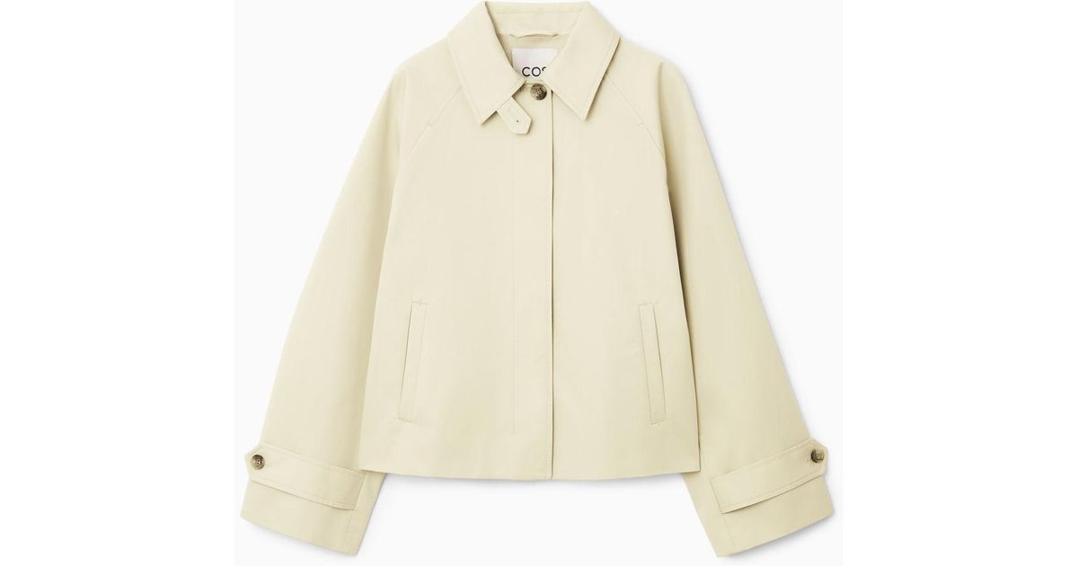 COS Short Twill Trench Coat in Natural | Lyst