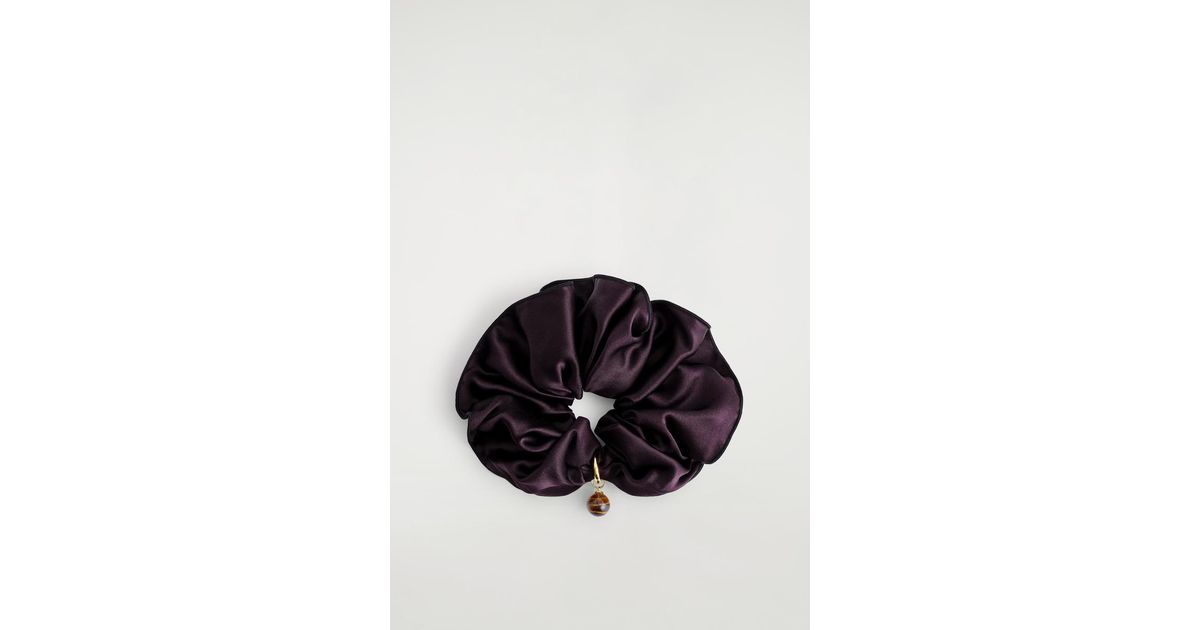 COS Charm-Detail Silk Scrunchie in Black | Lyst UK