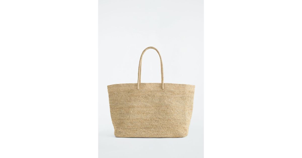 COS Oversized Hand-Woven Tote Bag in Natural | Lyst