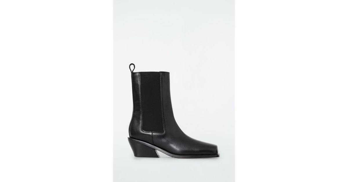 COS Square-toe Leather Chelsea Boots in Black | Lyst