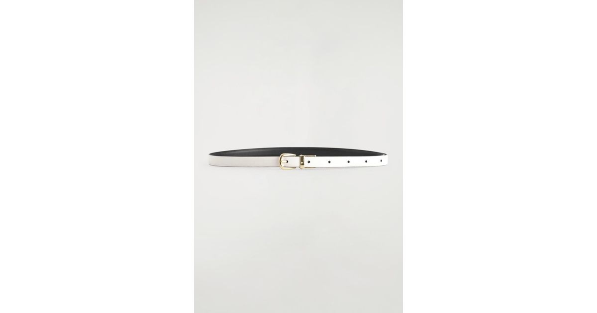COS Reversible Slim Leather Belt in White | Lyst UK