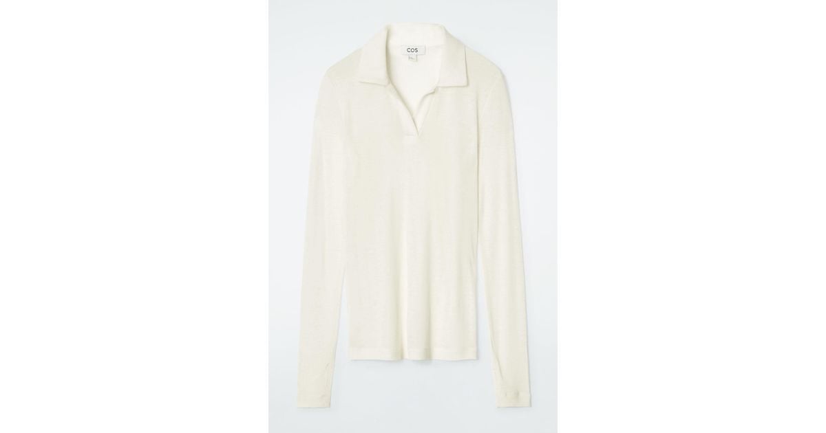 COS Merino Wool Polo Shirt in White | Lyst