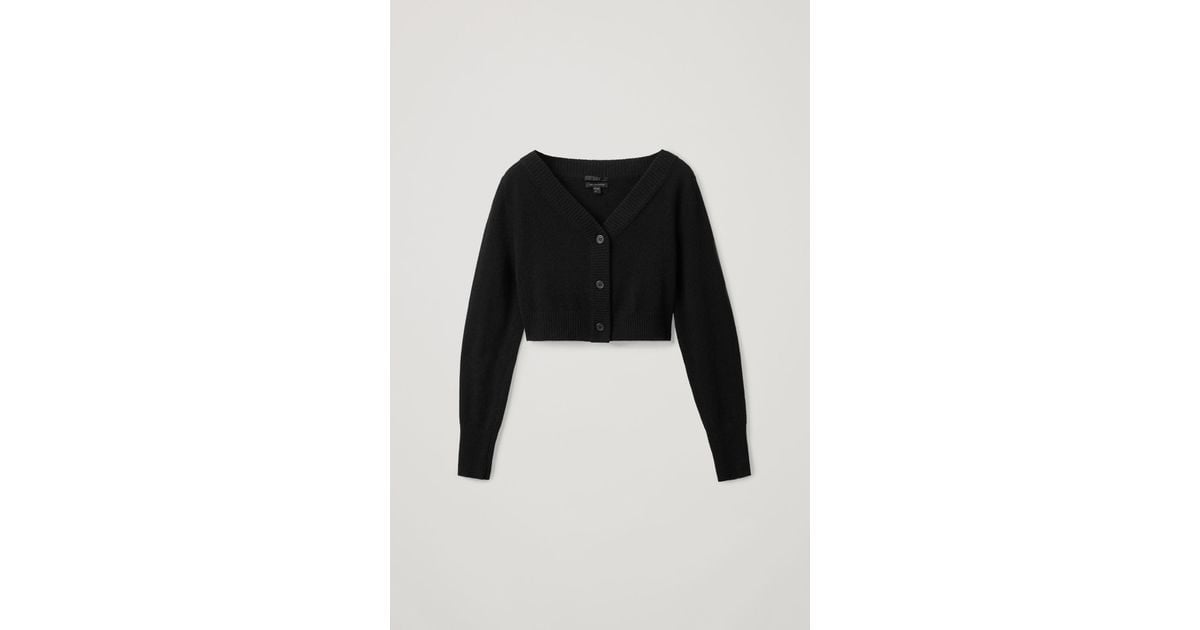COS Cropped Cashmere Cardigan in Black | Lyst