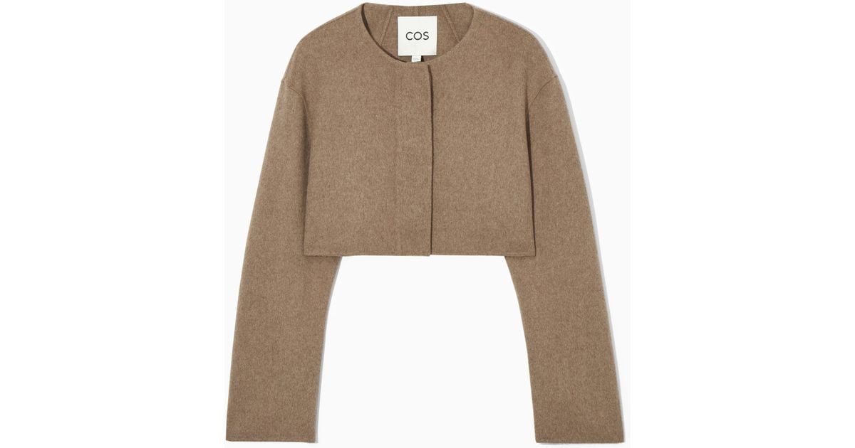 COS Double-faced Cropped Hybrid Jacket in Natural | Lyst UK