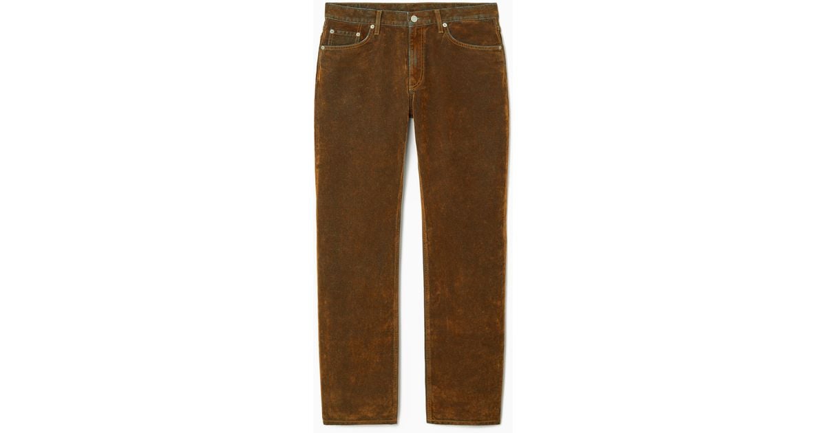 COS Amp Flocked-denim Jeans - Straight in Brown | Lyst UK