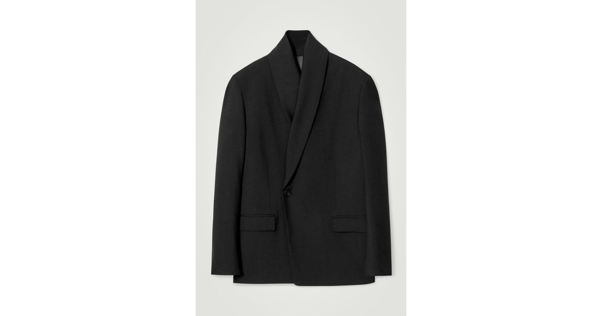 COS Relaxed Shawl-collar Wool-hopsack Blazer in Black for Men | Lyst