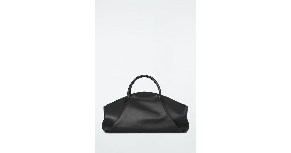 COS Fold Oversized Tote - Leather in Black | Lyst UK