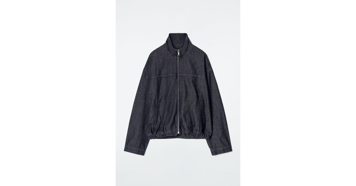 COS Oversized Denim Bomber Jacket in Blue | Lyst