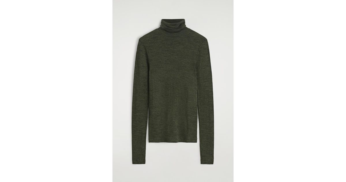 COS Merino Wool High-Neck Top in Green | Lyst UK