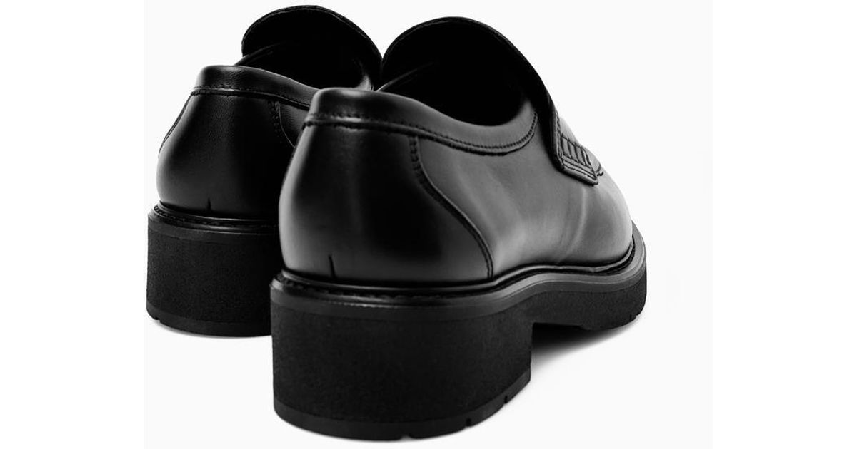 COS Chunky Leather Penny Loafers in Black | Lyst