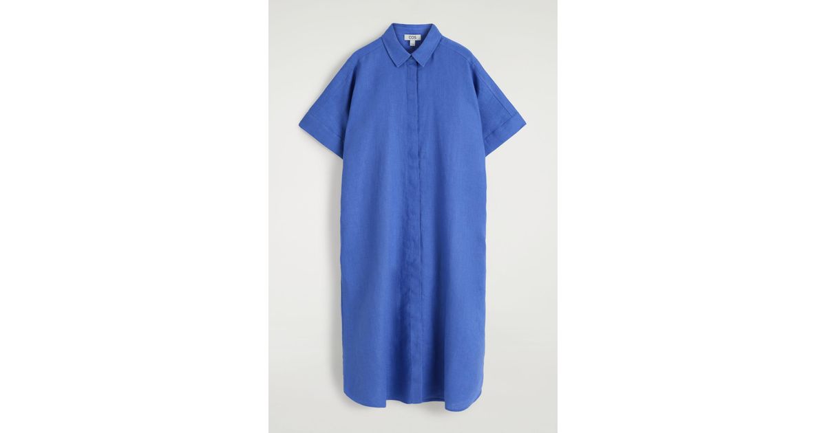COS Linen Maxi Shirt Dress in Blue | Lyst