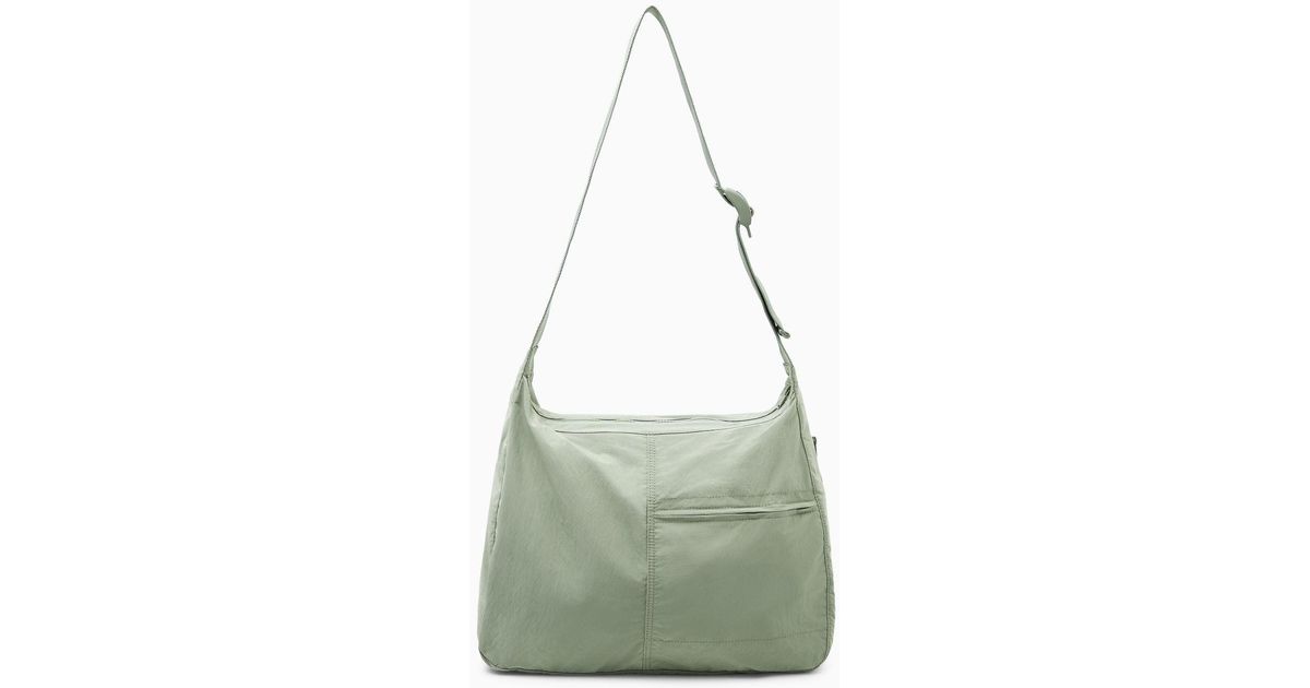 COS Slouchy Nylon Messenger Bag in Green for Men | Lyst