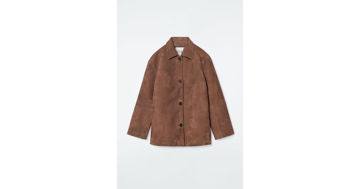 COS Collared Suede Jacket in Brown | Lyst