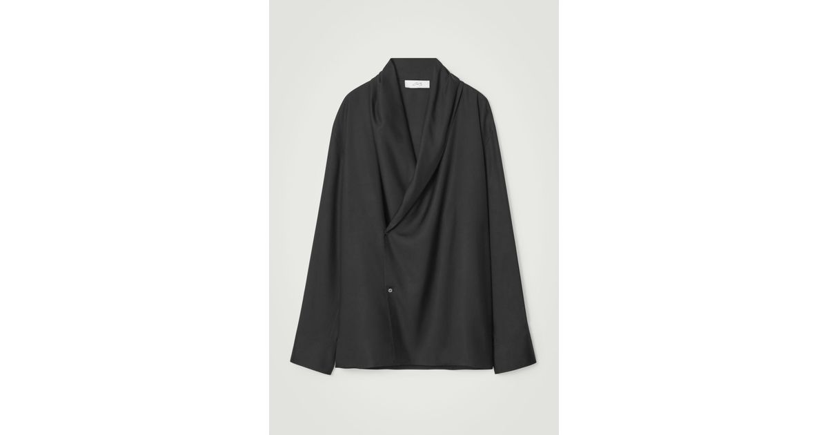 COS The Shawl-collar Silk Shirt in Black for Men | Lyst