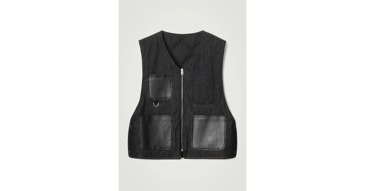 COS Reversible Denim Utility Vest in Black for Men | Lyst