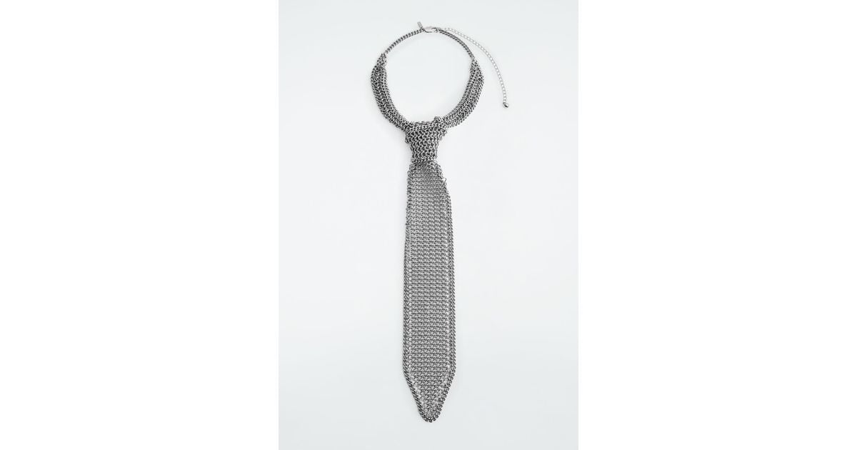 COS Chainmail Tie in White | Lyst