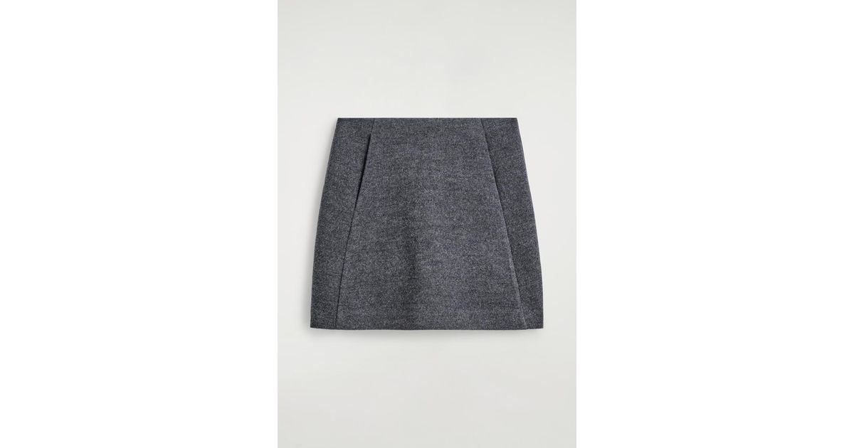 COS Boiled Merino Wool Mini Skirt in Gray | Lyst