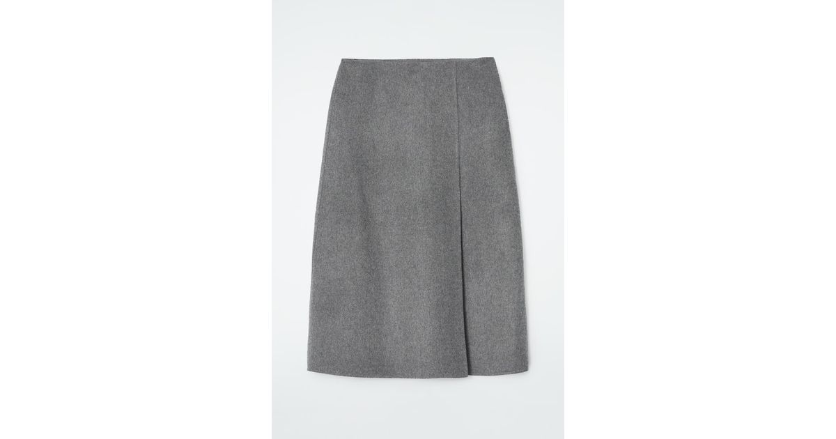 COS Double-faced Wool Midi Skirt in Gray | Lyst