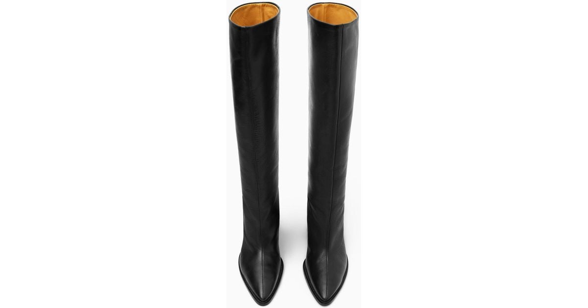 COS Knee-high Pointed Leather Boots in Black | Lyst UK