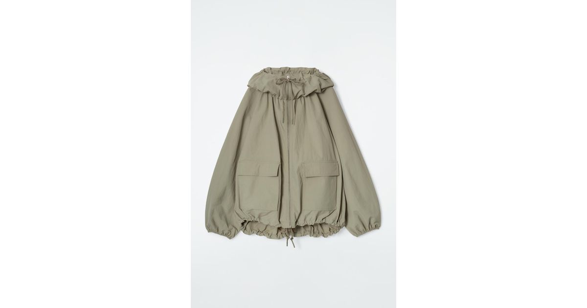 COS Technical Hooded Parka Jacket in Natural | Lyst