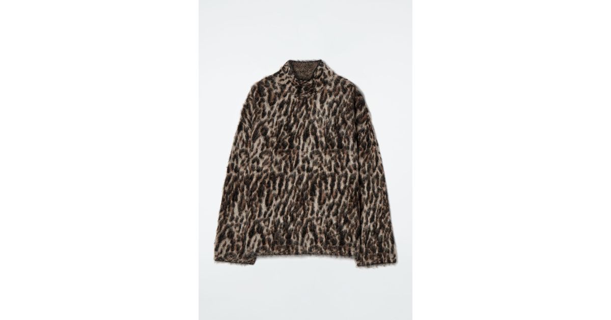 COS Leopard-jacquard Mohair-blend Jumper in Brown | Lyst