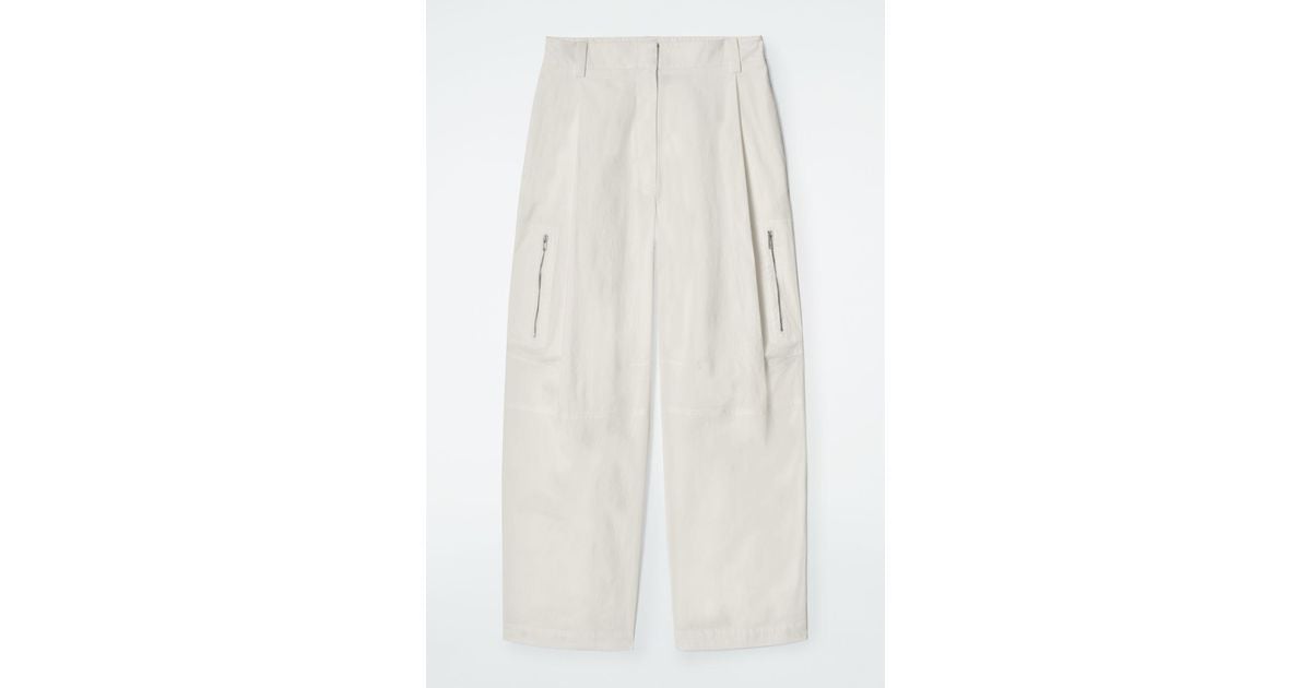 COS Utility Barrel-leg Cargo Pants in White | Lyst