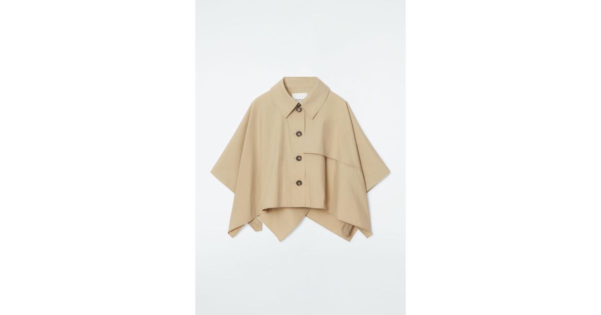COS Cropped Trench Coat Cape in Natural | Lyst